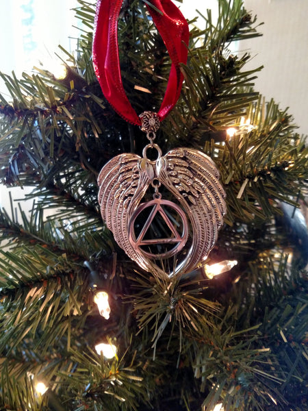 AA Tree Ornament Angel Wings Alcoholics Anonymous - Inside Charm ...