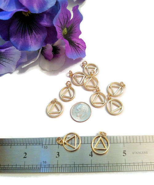 Gold AA Pendant Charms - Alcoholics Anonymous Cutout Style – Serenity ...